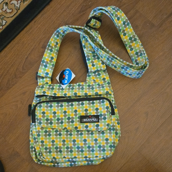 Kavu | Bags | Kavu Seattle Sling Polka Dot Messenger Bag Yellow Green ...